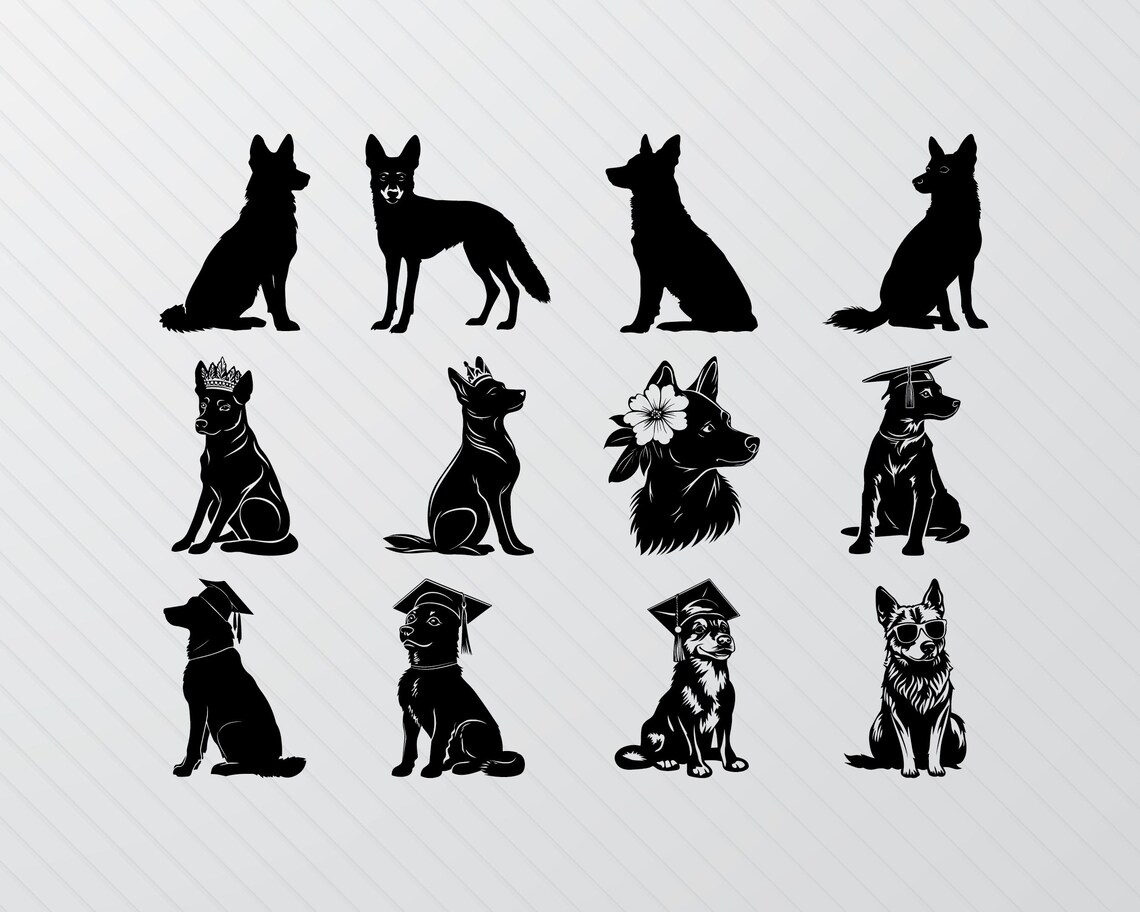 Dingo Dogs Silhouette, Dingo Dog Svg Bundle, Dog Clipart, Dingo Dog Png ...