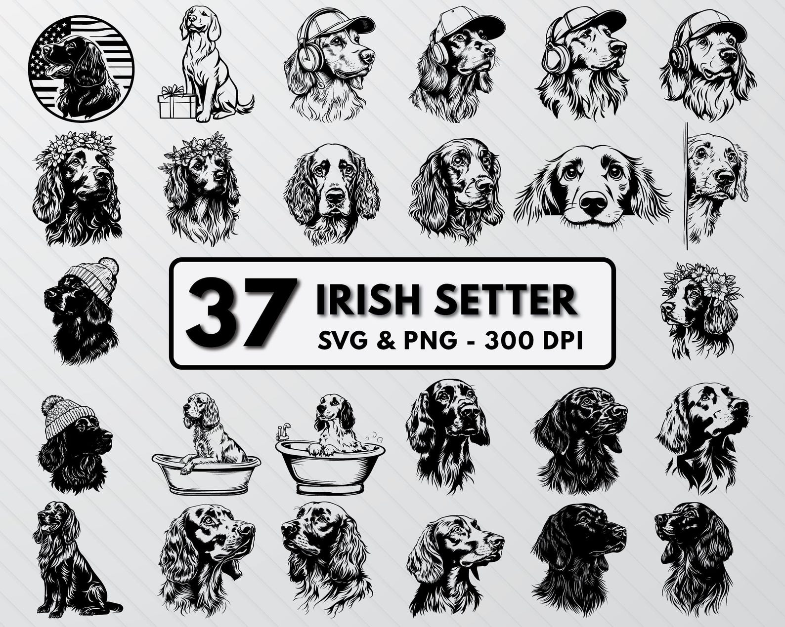 Irish Setter Svg Bundle, Irish Setter Dog Silhouette, Irish Setter ...