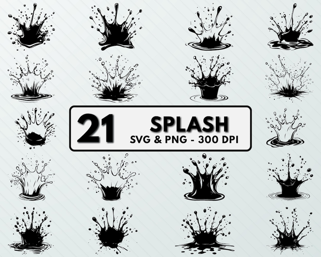 Water Splash Clipart: 21 SVG PNG Vector Art Designs (digital Download ...