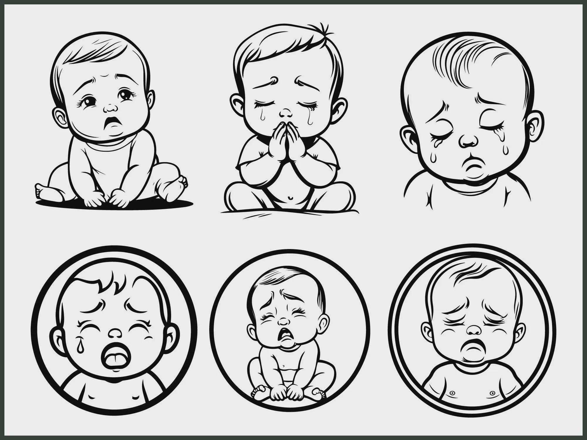Baby Silhouette, Babies Svg Bundle, Crying Newborn Clipart, Infant Girl ...