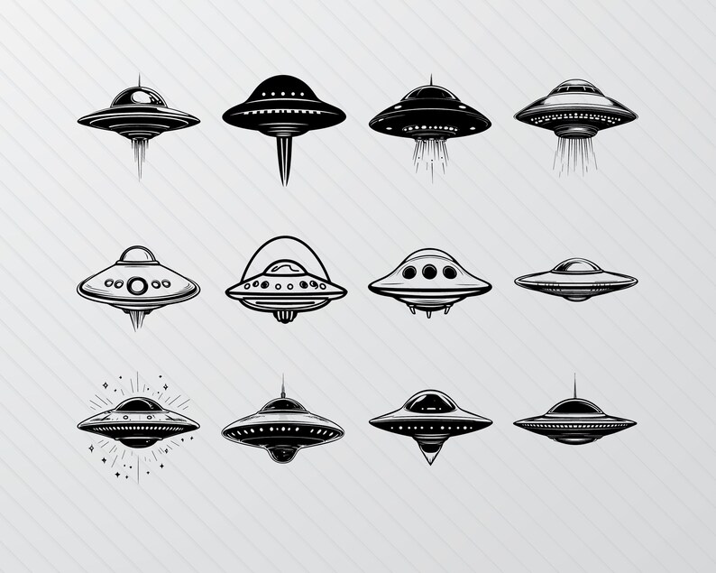 Alien UFO Silhouette: SVG PNG Clipart Bundle - Etsy
