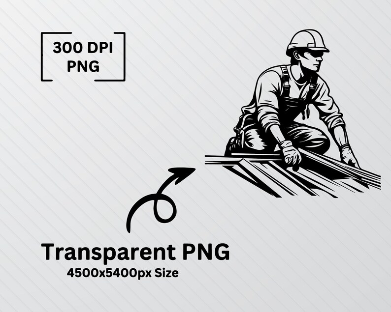 Roof Worker Silhouette SVG Bundle: Roofer Clipart, Constructor Outlines ...