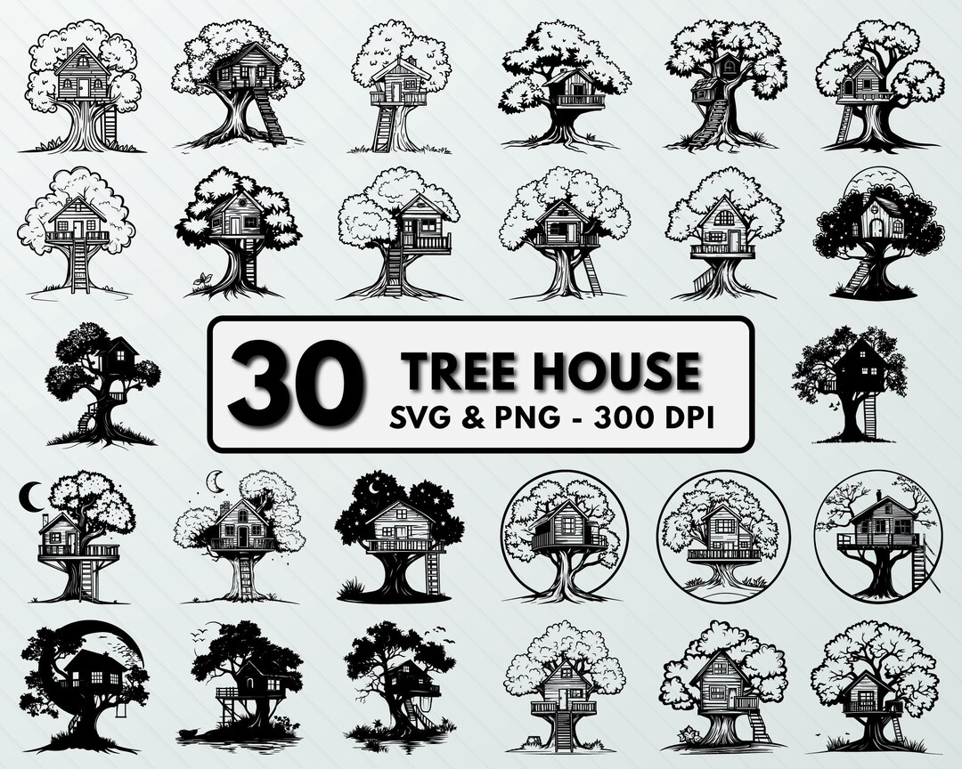 Tree House Svg Bundle, Tree House Silhouette Cut File, Tree House ...