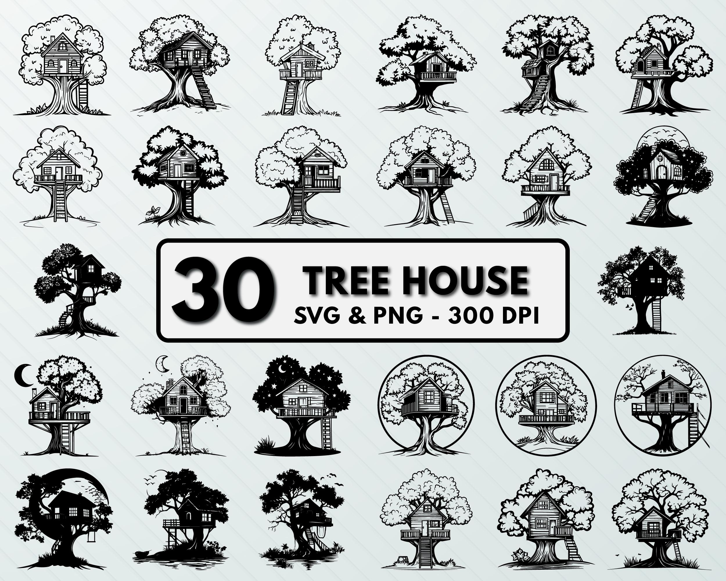Tree House SVG Bundle: Silhouette Cut Files, Vector Art (PNG) - Etsy