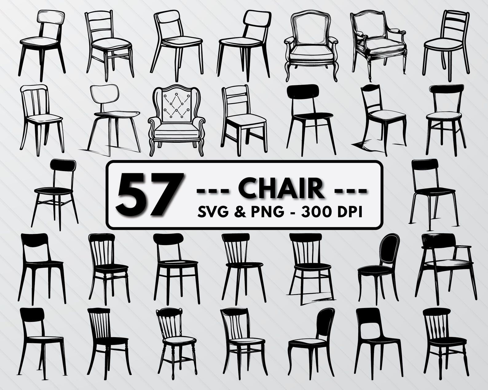 Chair Svg Bundle, Chair Silhouette Svg, Furniture Chair Clipart Png ...