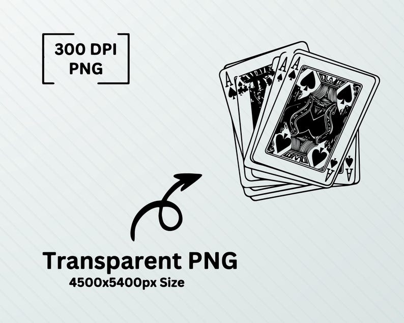 Playing Cards SVG PNG Bundle: Clipart Silhouette (300 DPI) - Etsy