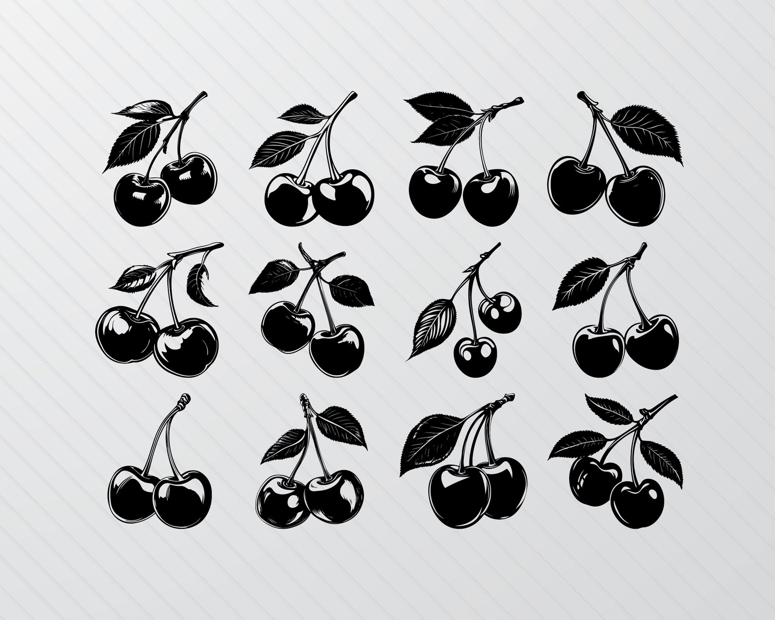 Cherry Svg Bundle, Cherry Silhouette Png, Cherry Fruits Clipart Png ...