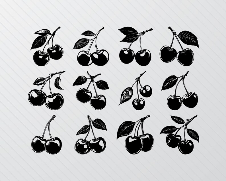 Cherry Svg Bundle, Cherry Silhouette Png, Cherry Fruits Clipart Png ...