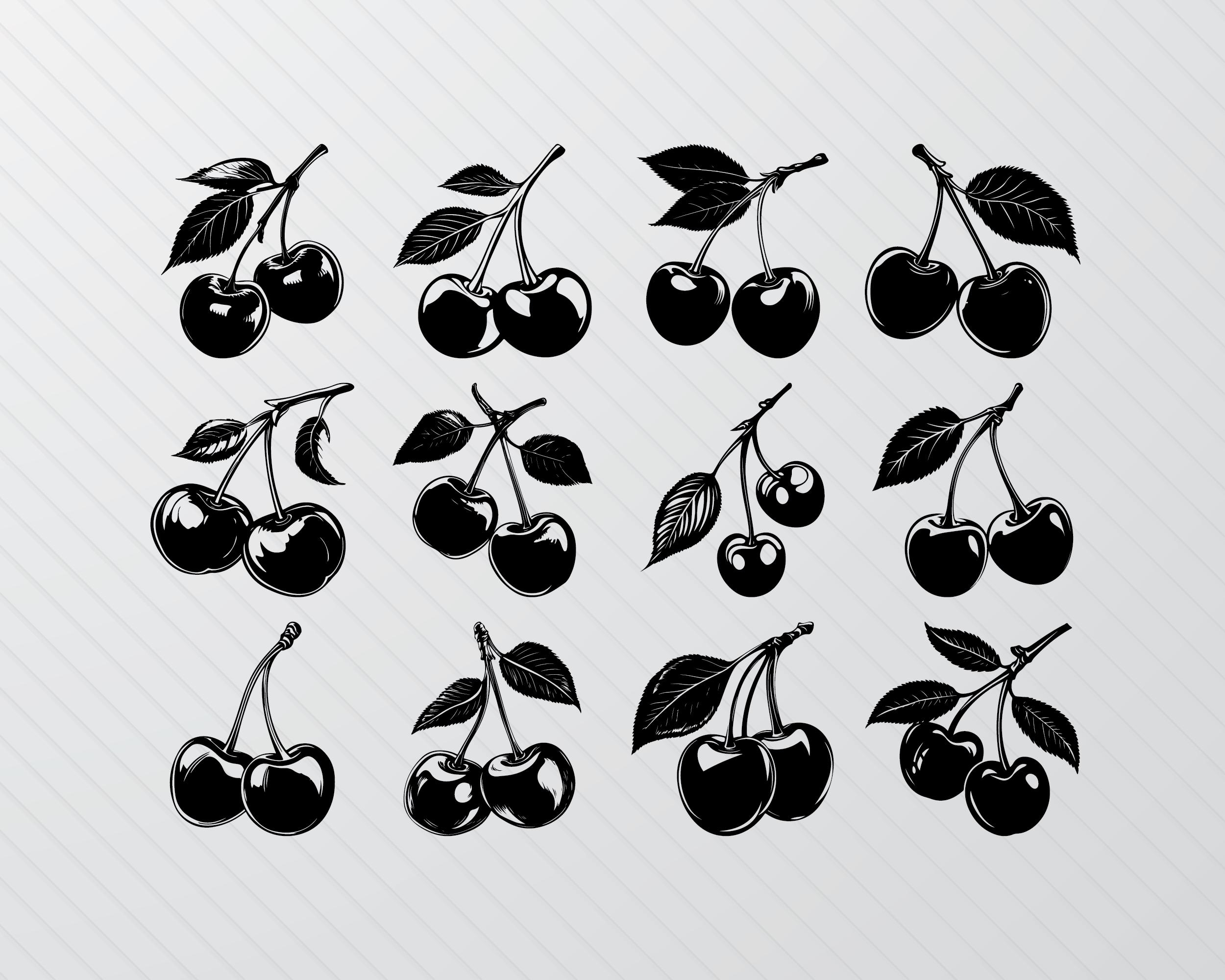 Cherry Svg Bundle, Cherry Silhouette Png, Cherry Fruits Clipart Png ...