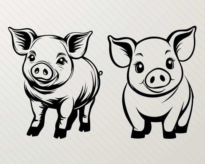 Pig SVG Bundle, Clipart Silhouette PNG - Etsy