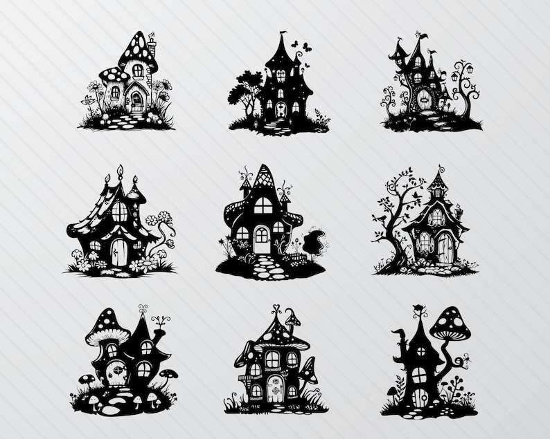 Fairy House Svg Bundle, Fairy House Silhouette, Fairy Tale House ...