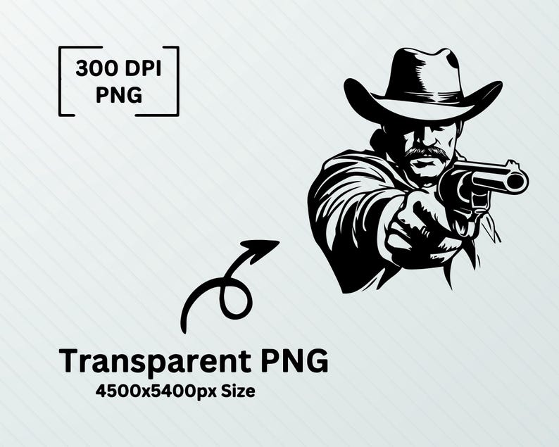 Cowboy Outlaw SVG PNG: Bandit Clipart, Wild West Design (digital ...