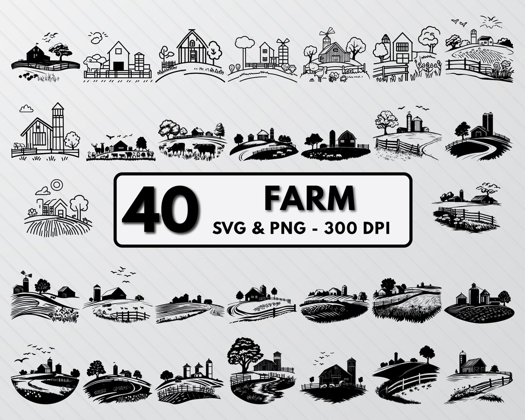 Farm Silhouette SVG Bundle: Vector Art, Logo Clipart (PNG) - Etsy