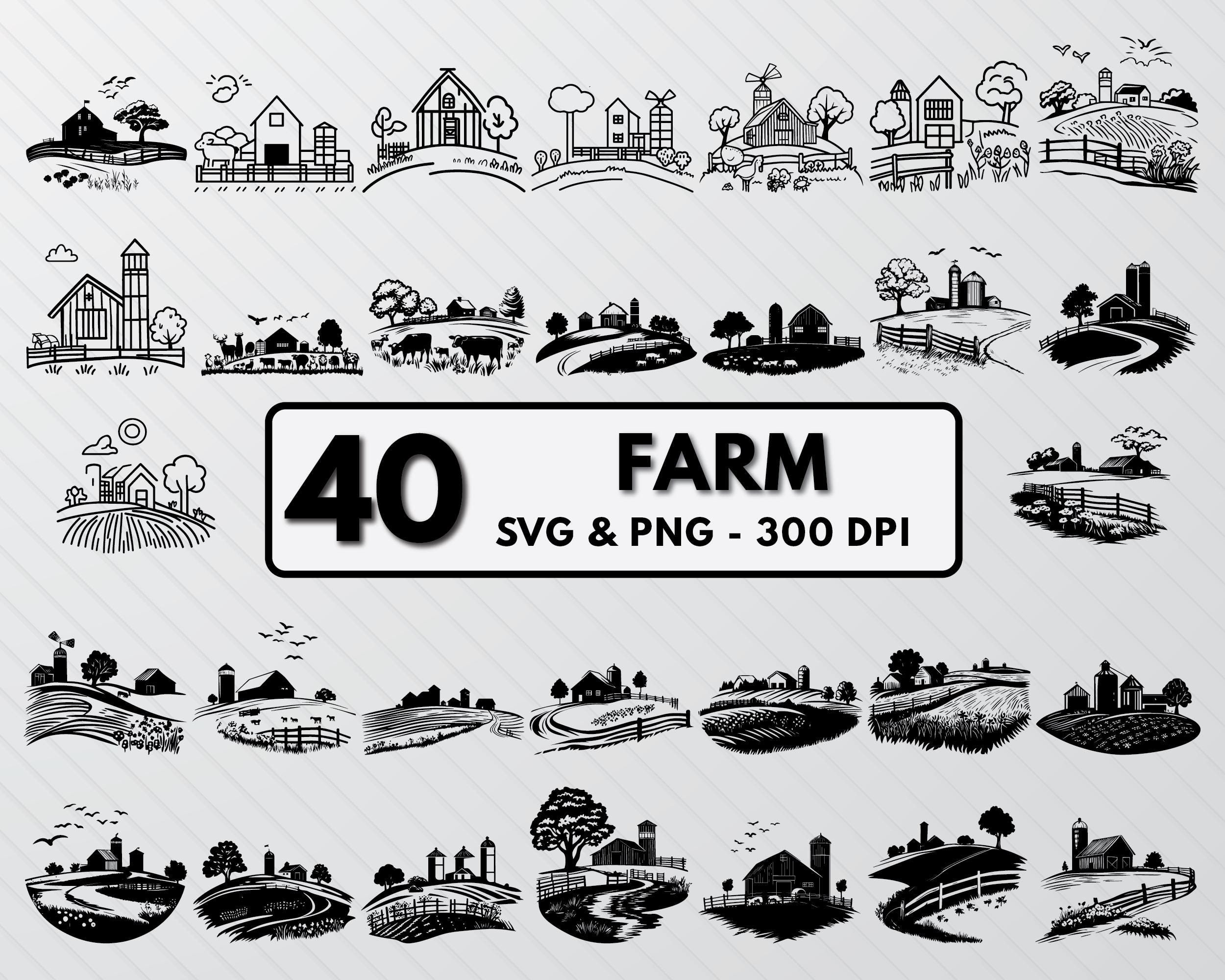 Farm Silhouette SVG Bundle: Vector Art, Logo Clipart (PNG) - Etsy