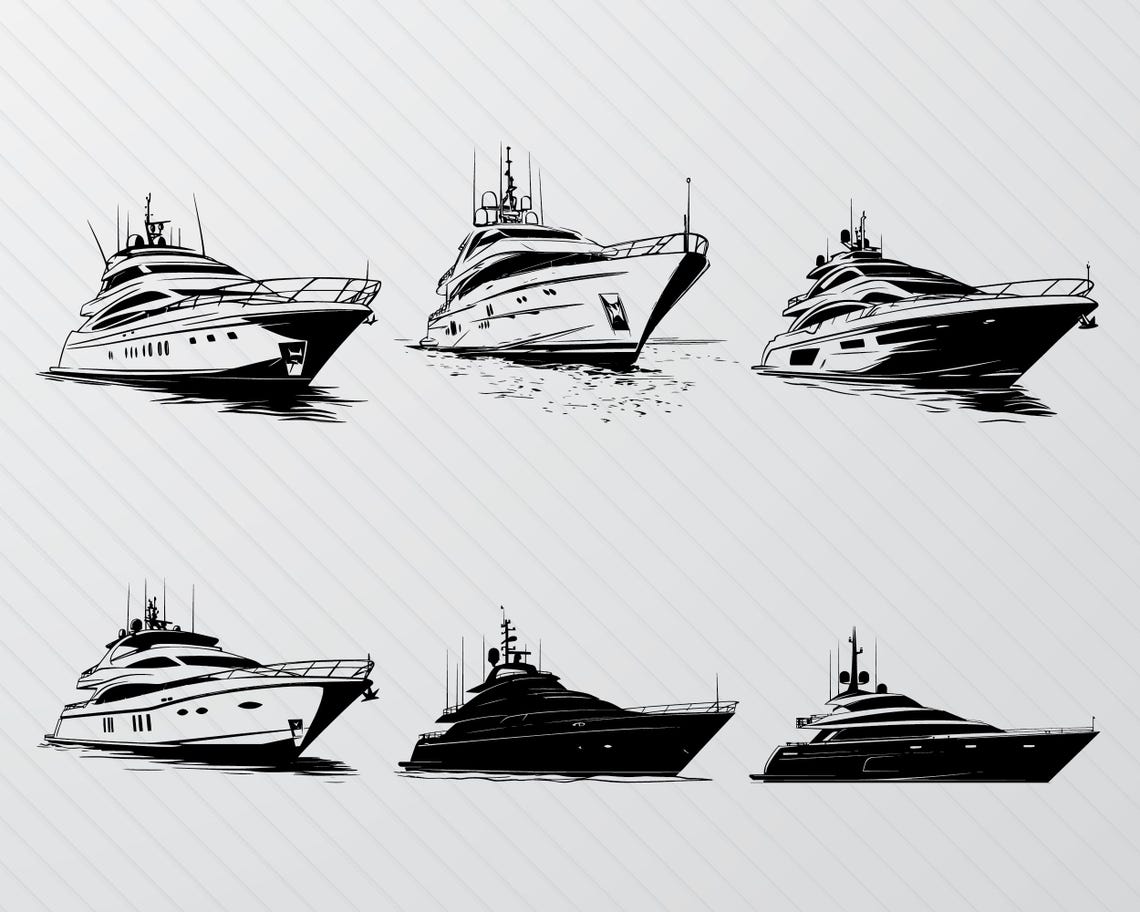 Yacht Svg Bundle, Yacht Silhouette Cut File, Yacht Vector Art, Yacht ...