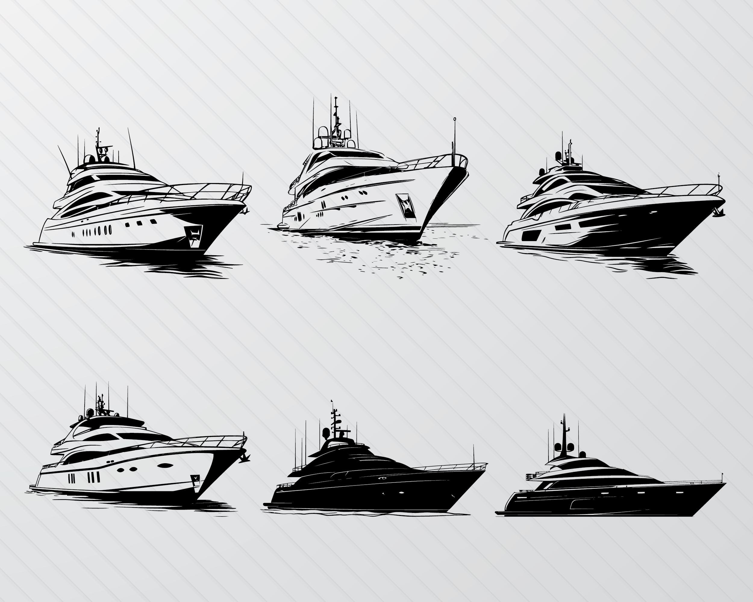 Yacht Svg Bundle, Yacht Silhouette Cut File, Yacht Vector Art, Yacht ...