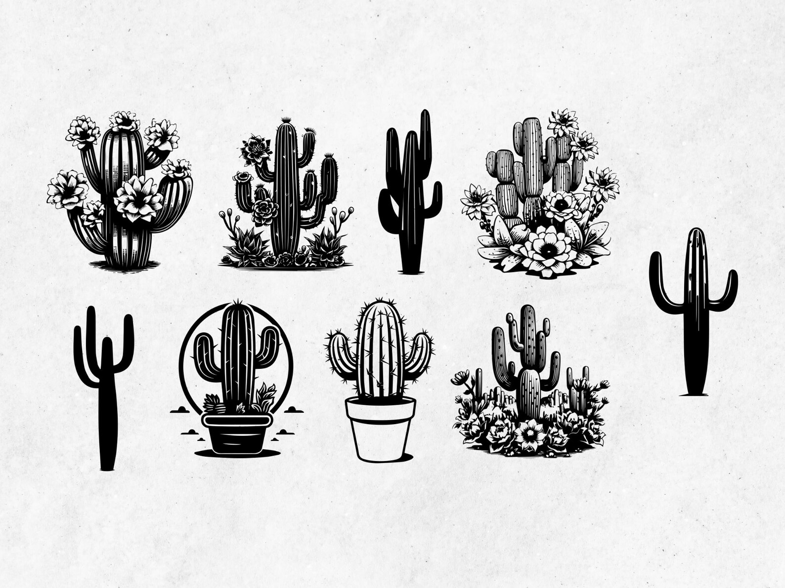 Cactus Svg Bundle, Cactus Silhouette, Cactus Clipart Png, Cactus ...