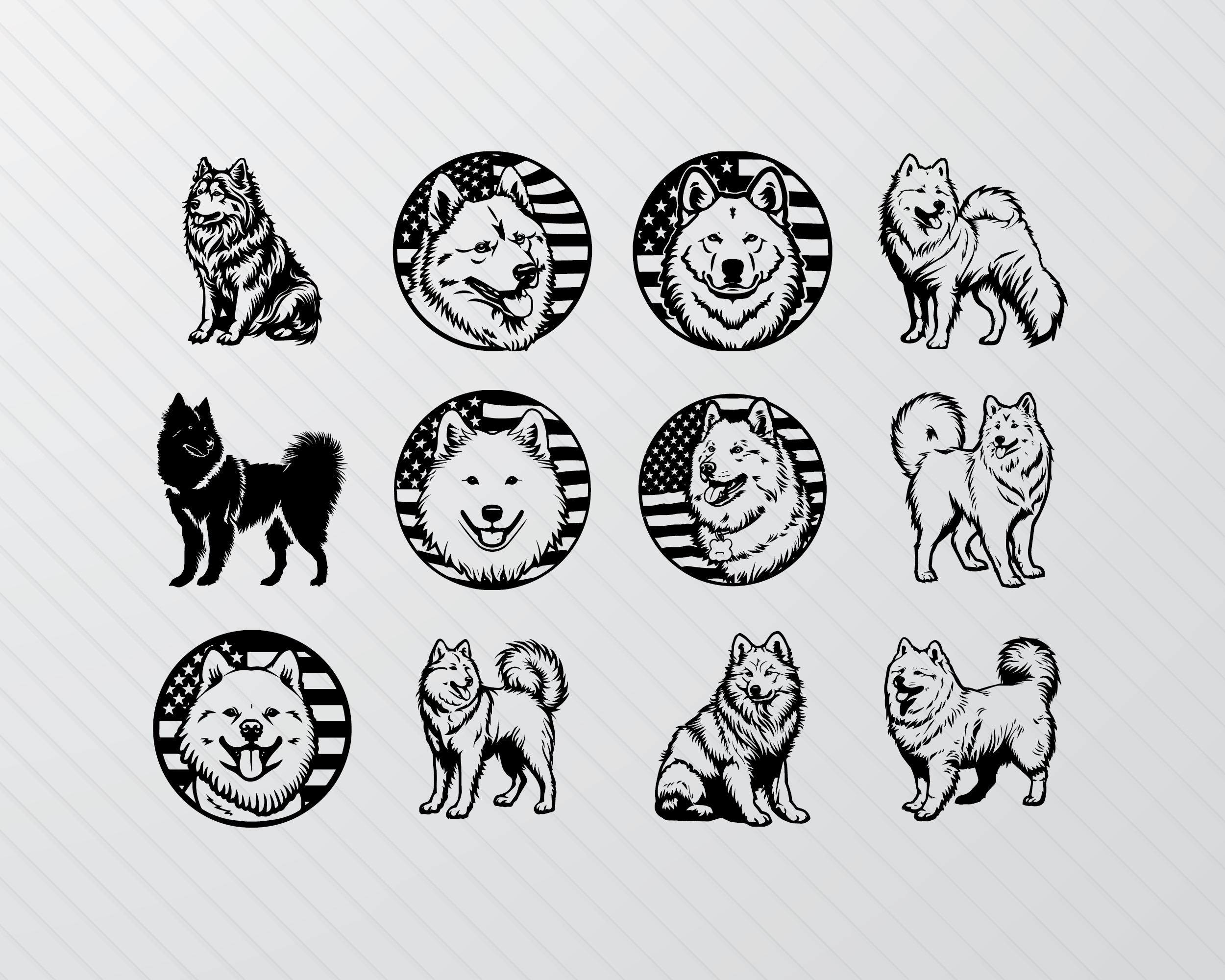 Samoyed Dog Silhouette Svg, Samoyed Svg Bundle Cut Files, Samoyed Dog ...