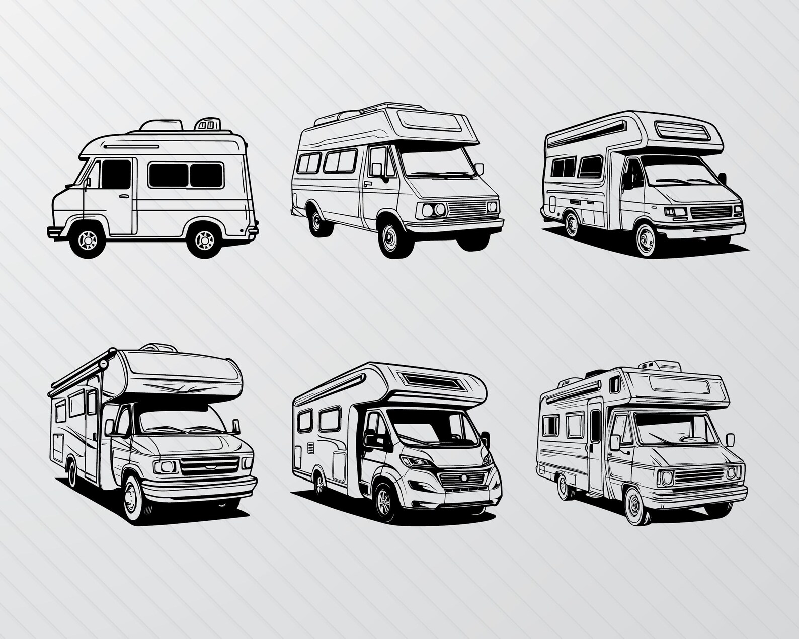 RV Camper Van Silhouette Svg Cricut, RV Camper Van Svg Bundle Set, RV ...