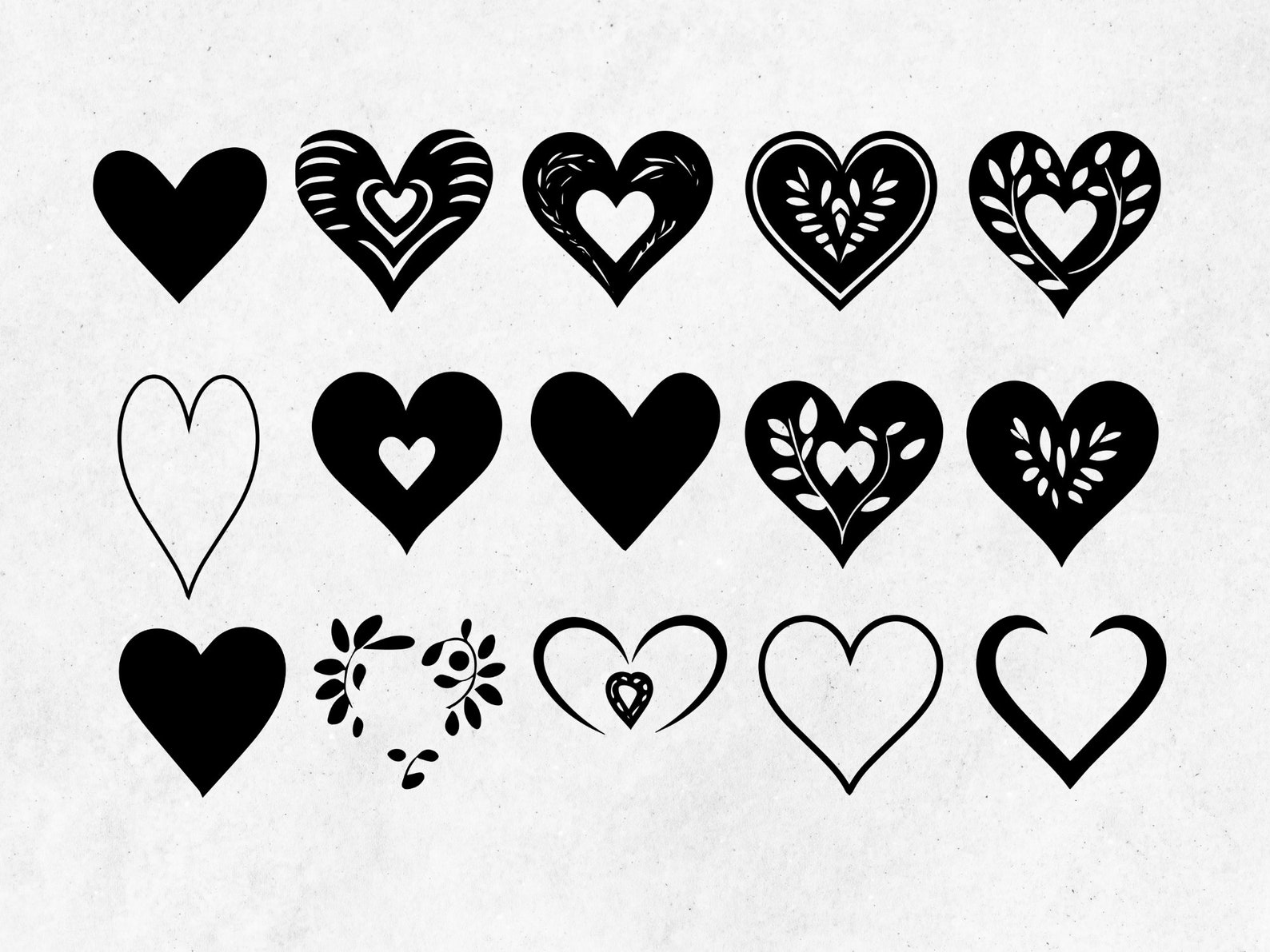 150 Hearts Silhouette, Heart Svg Bundle, Heart Png Svg, Hand Drawn ...
