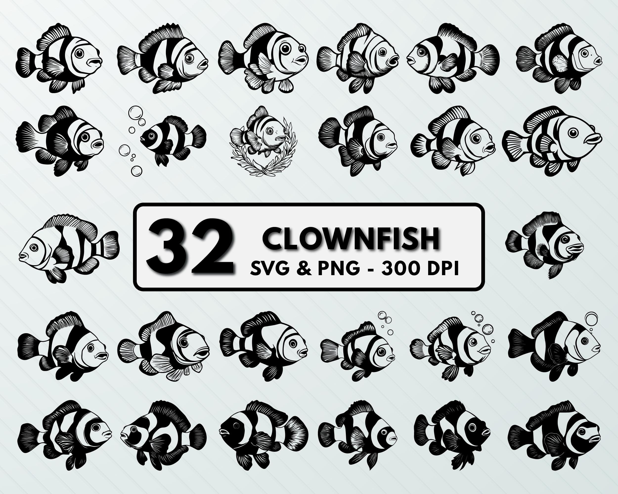 Clownfish Svg Png Bundle, Clownfish Silhouette, Clownfish Clipart ...