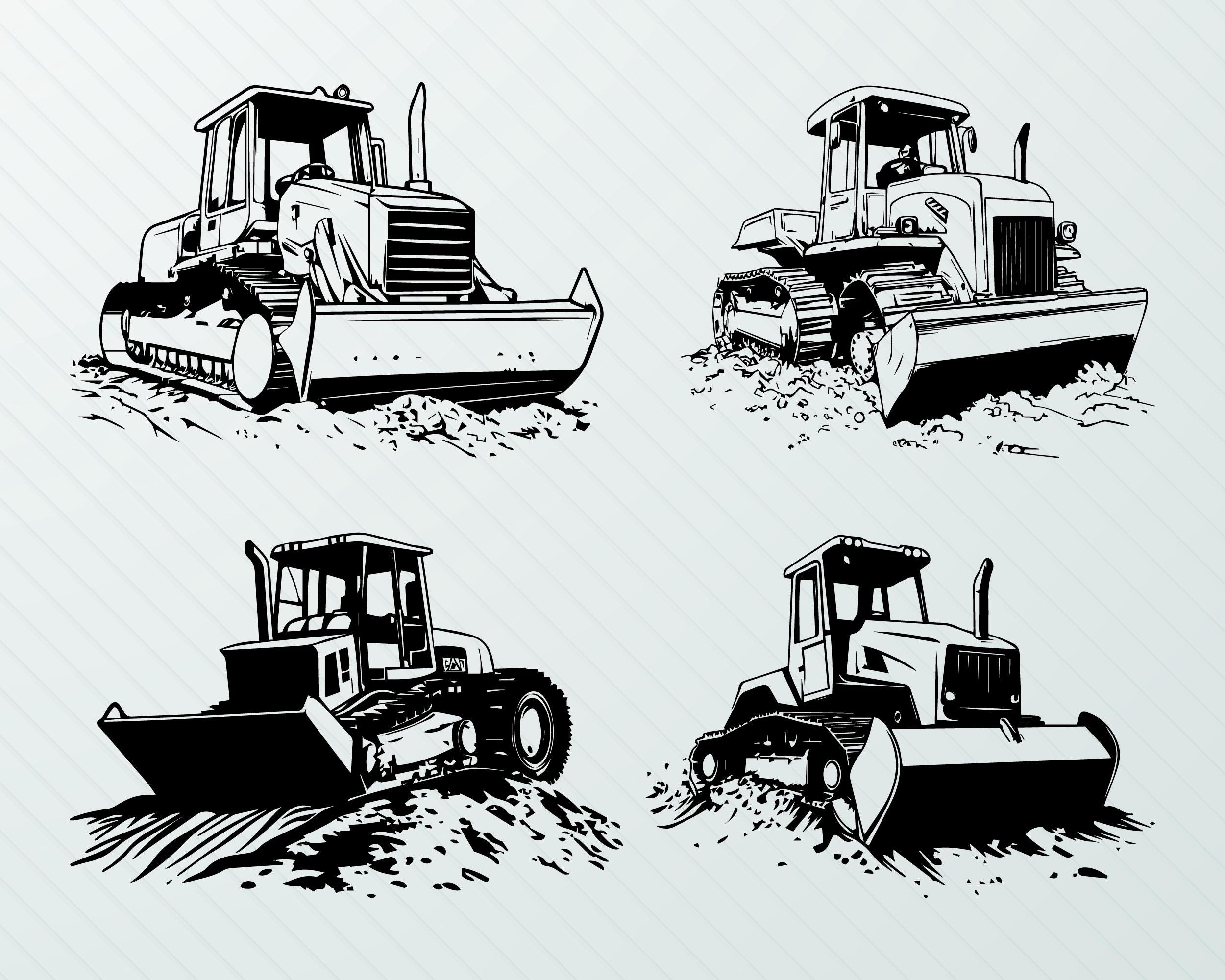 Bulldozer Svg Png, Bulldozer Clipart, Bulldozer Art Silhouette, Decal ...