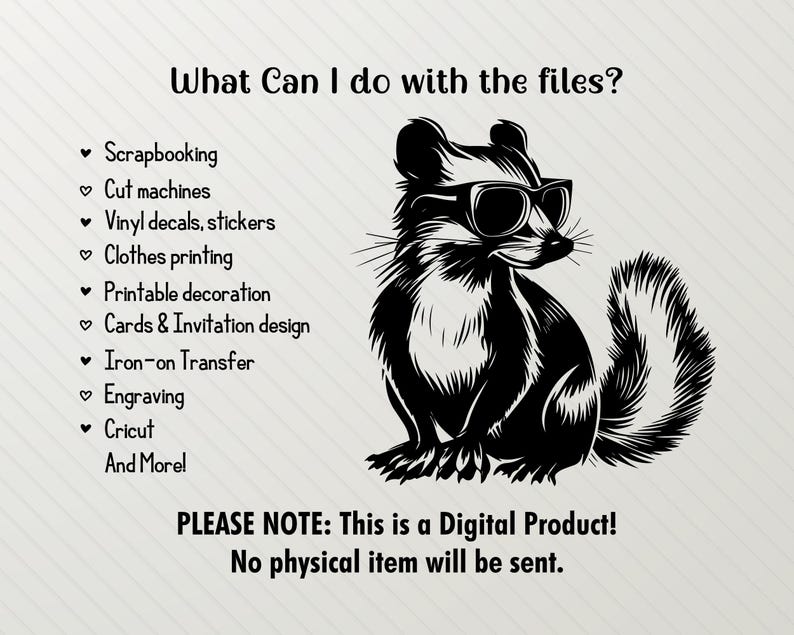 Skunk SVG Bundle: Silhouette Art, Vector Decal (digital Download) - Etsy