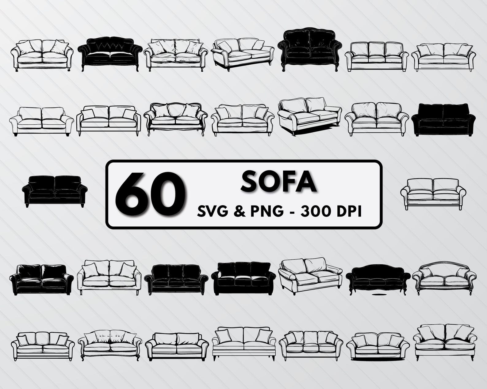 Sofa Silhouette Svg, Sofa Svg Bundle File, Couch Clipart Png, Sofa ...