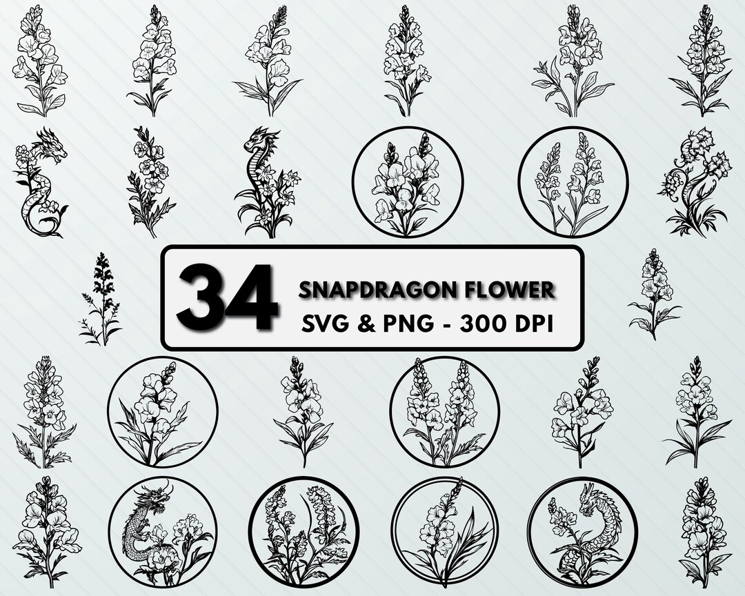 Snapdragon Flower Svg Png, Snapdragon Clipart, Floral Silhouette, Decal ...