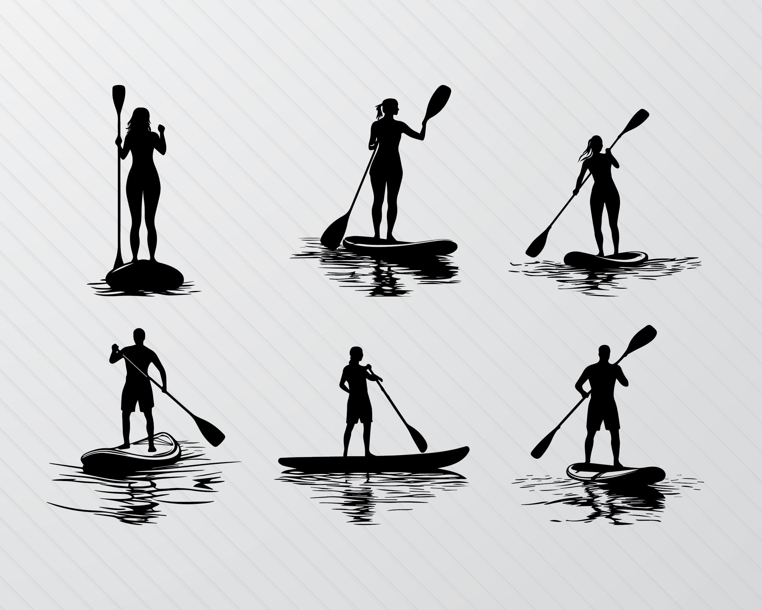 Paddle Board Silhouette Svg Files, Sup Silhouette Clipart Png Cut File ...
