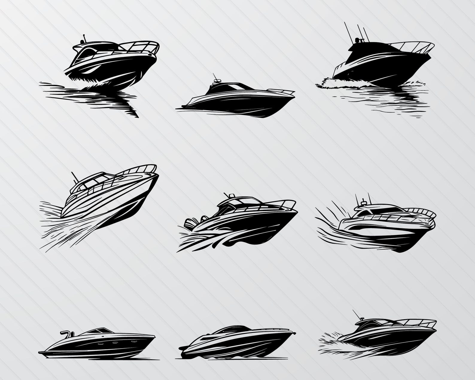 Speed Boat Silhouette, Speed Boat Svg Set Bundle Cut Files, Speed Boat ...