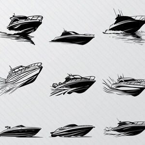 Speed Boat Silhouette, Speed Boat Svg Set Bundle Cut Files, Speed Boat ...