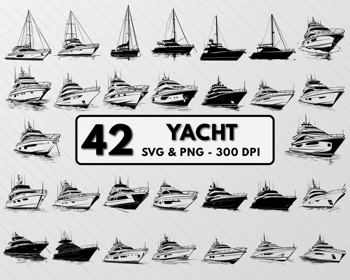 Yacht Svg Bundle, Yacht Silhouette Cut File, Yacht Vector Art, Yacht ...