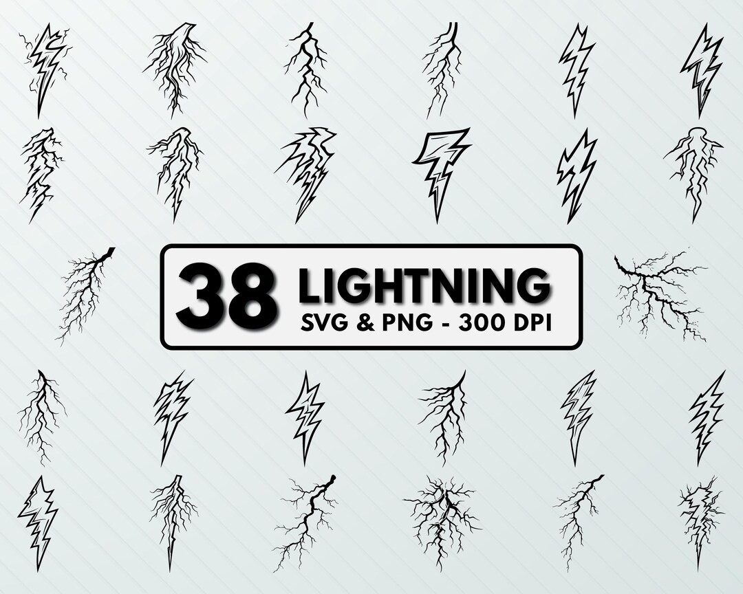 Lightning Bolt SVG PNG Clipart: Silhouette Vector Cut Files - Etsy