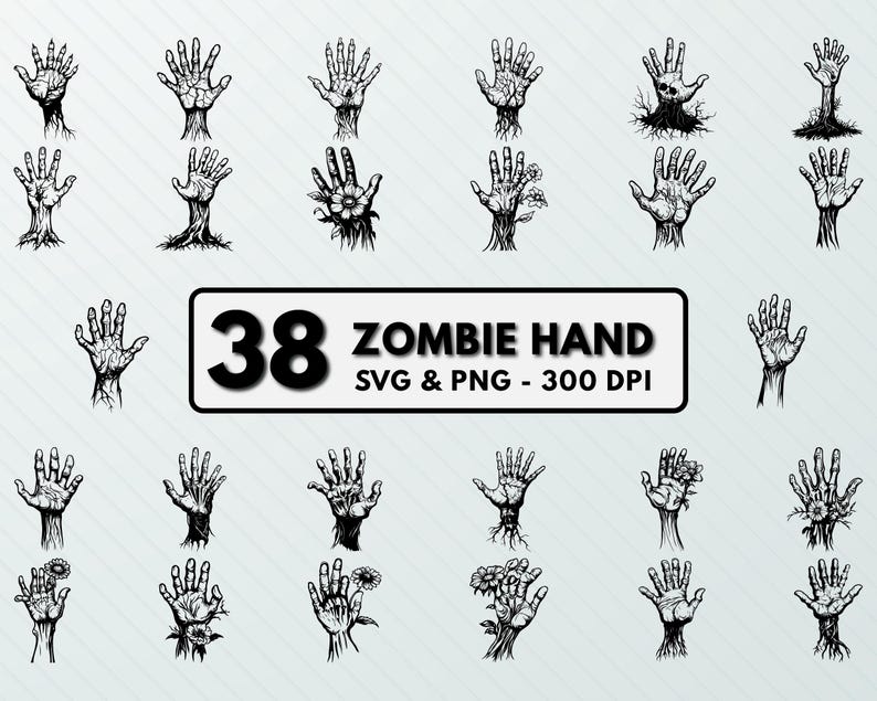 Zombie Hand Svg Png Bundle, Zombie Hand Clipart, Zombie Hand Silhouette ...