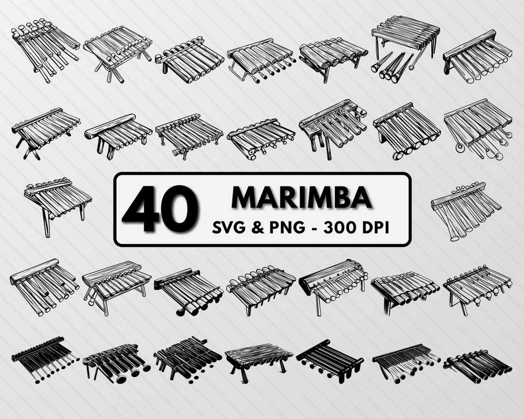 Marimba Silhouette, Marimba Svg Cut Files Bundle, Marimba Clipart ...