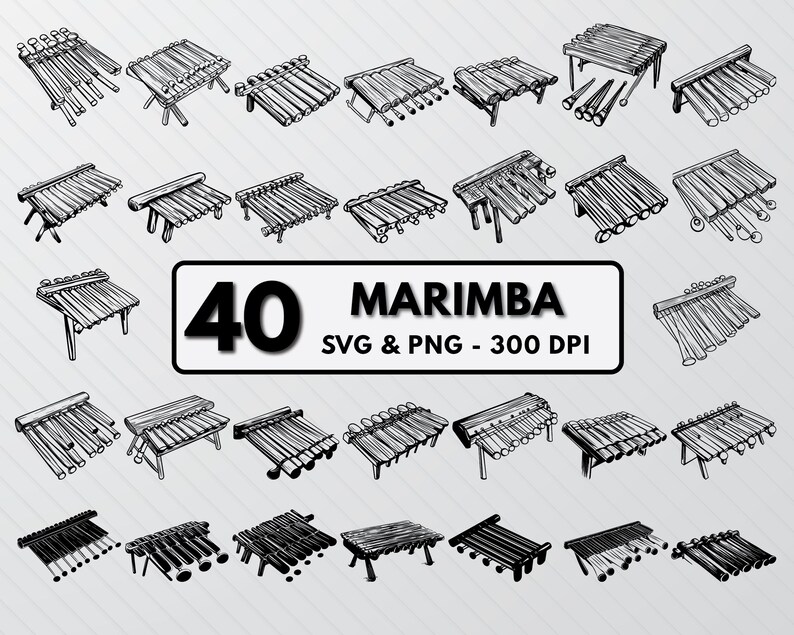Marimba Silhouette: SVG Cut Files Bundle (PNG, Vector) - Etsy
