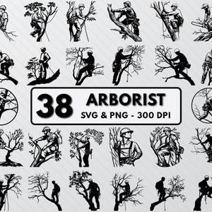 Arborist Silhouette SVG Bundle: Tree Surgeon Vector Clipart (PNG, SVG ...