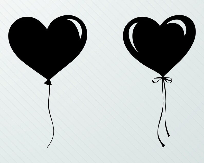 Heart Balloons Svg Png, Balloons Clipart, Balloons Silhouette, Decal ...