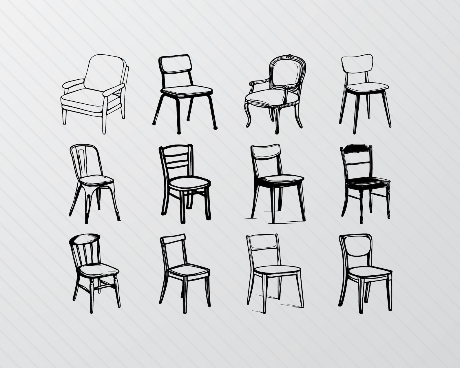 Chair Svg Bundle, Chair Silhouette Svg, Furniture Chair Clipart Png ...