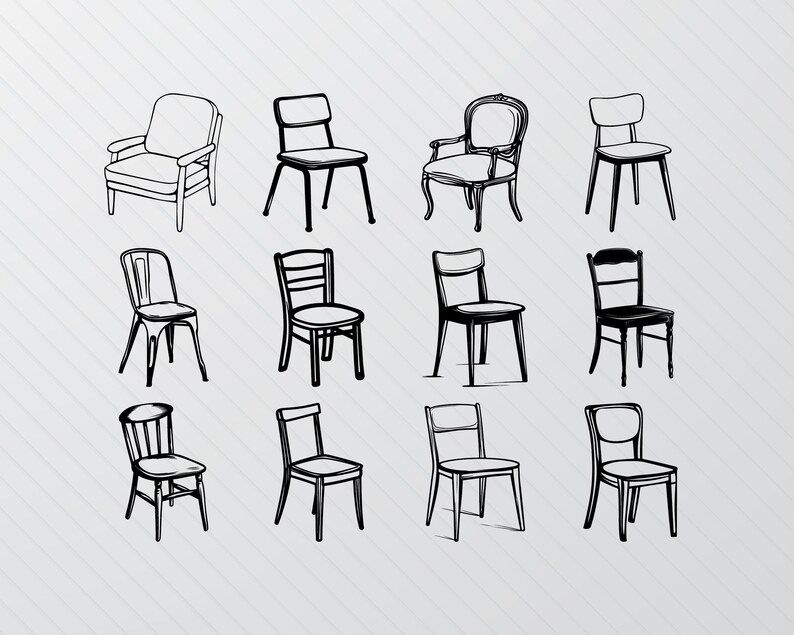 Chair Svg Bundle, Chair Silhouette Svg, Furniture Chair Clipart Png ...