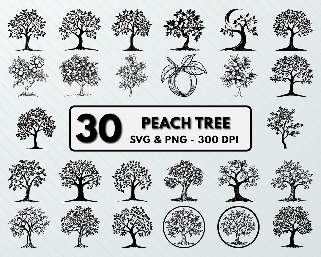Peach Tree Svg Png Bundle, Peach Tree Clipart, Peach Tree Silhouette ...
