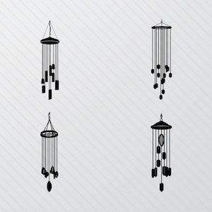 Wind Chime SVG Bundle: Silhouette Vector Design (PNG) - Etsy