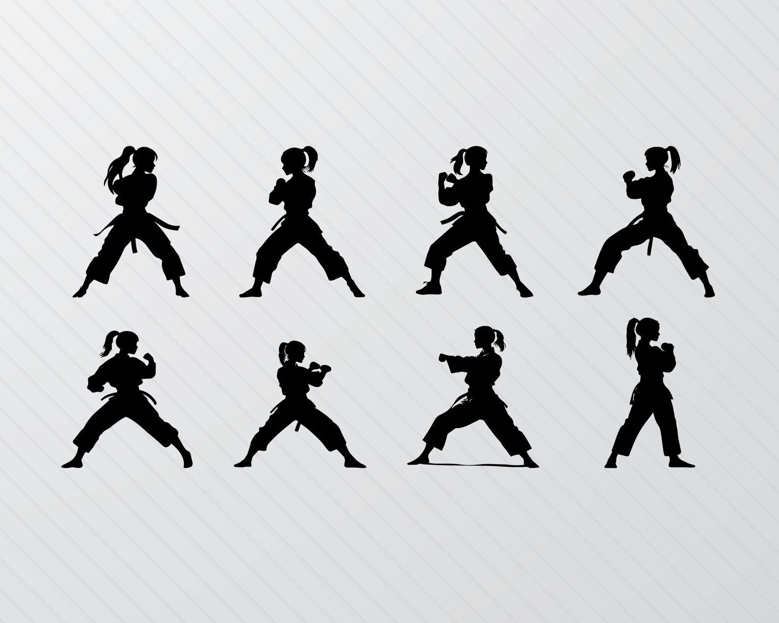 Karate Girl Silhouette, Karate Girl Svg Bundle, Karate Clipart, Karate ...