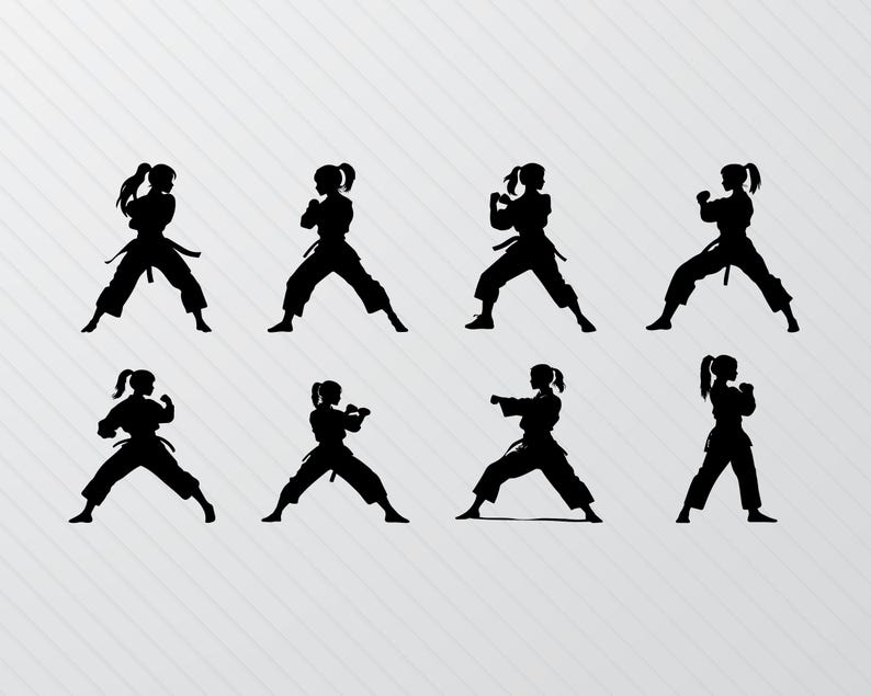 Karate Girl Silhouette Bundle: 58 SVG & PNG Clipart Files - Etsy