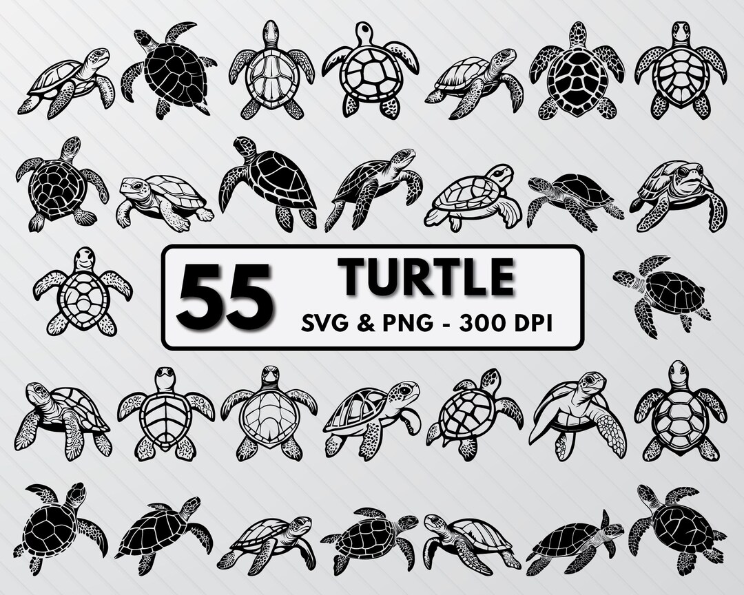 Turtle Silhouette Svg, Sea Turtle Svg Bundle, Turtle Vector Art, Simple ...
