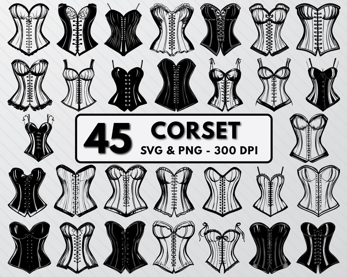 Women Corset Silhouette Svg, Corset Svg Bundle Set, Women Fashion ...