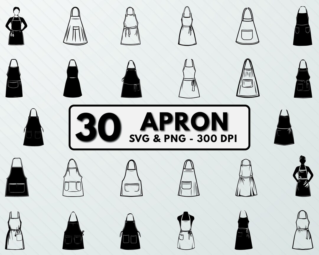 Apron SVG PNG Clipart: Kitchen Apron Outline Design (digital Download ...