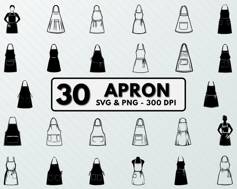 Apron Svg, Apron Png, Apron Clipart, Apron Silhouette Decal, Vector Art ...