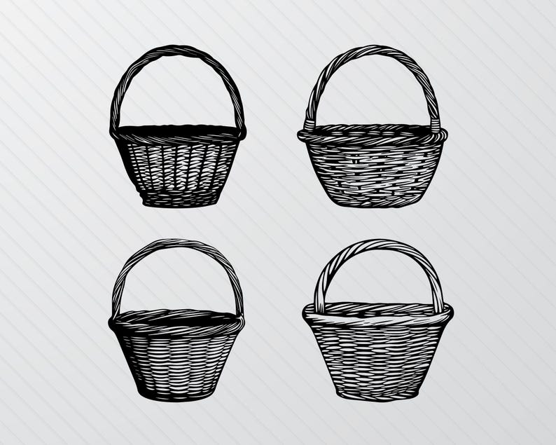 Wicker Basket Silhouette Svg, Basket Wicker Svg Bundle Cut File, Food ...